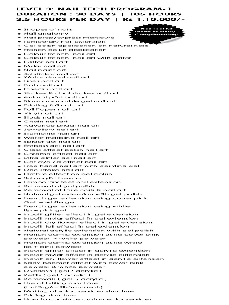 Level 3 - Nail Tech Program-1 2022 | PDF