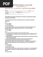 PASE Questionnaire for Elderly | PDF