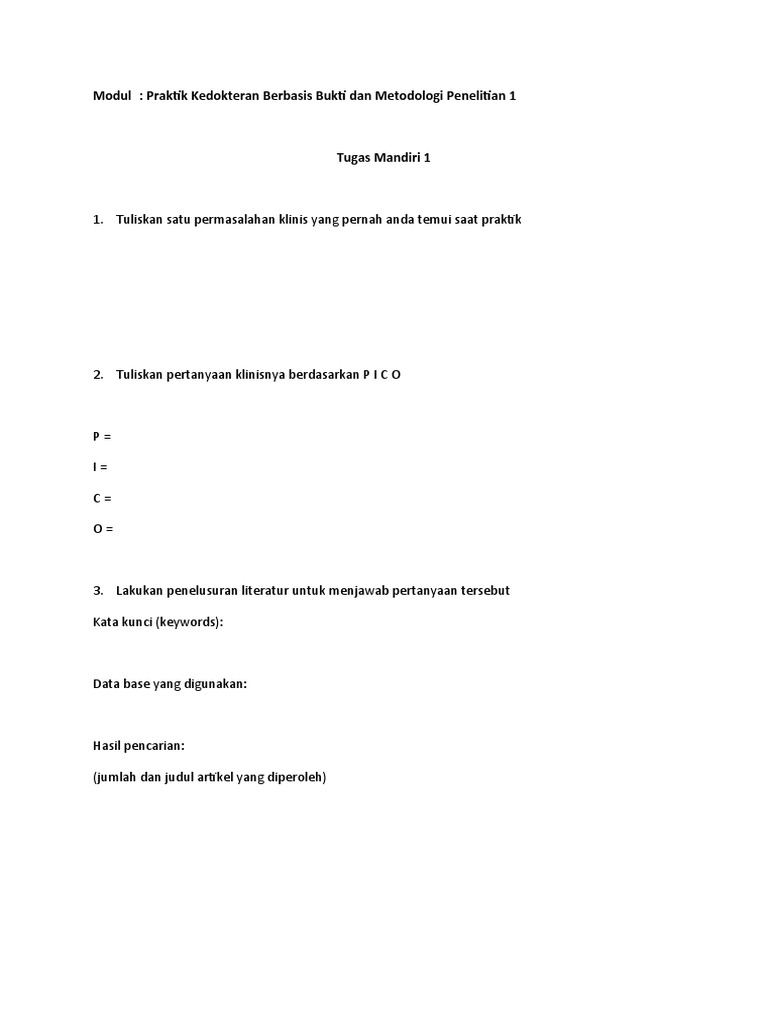 Lembar Tugas Modul Metlit EBM - TM1 | PDF