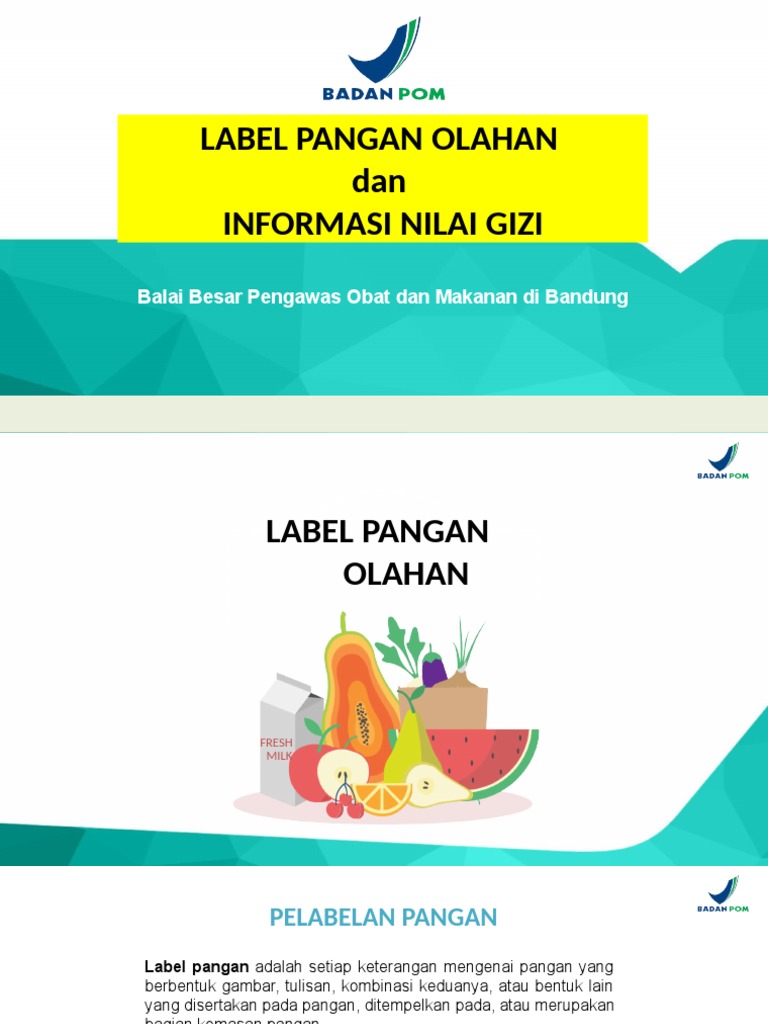 Materi Label Dan Informasi Nilai Gizi | PDF