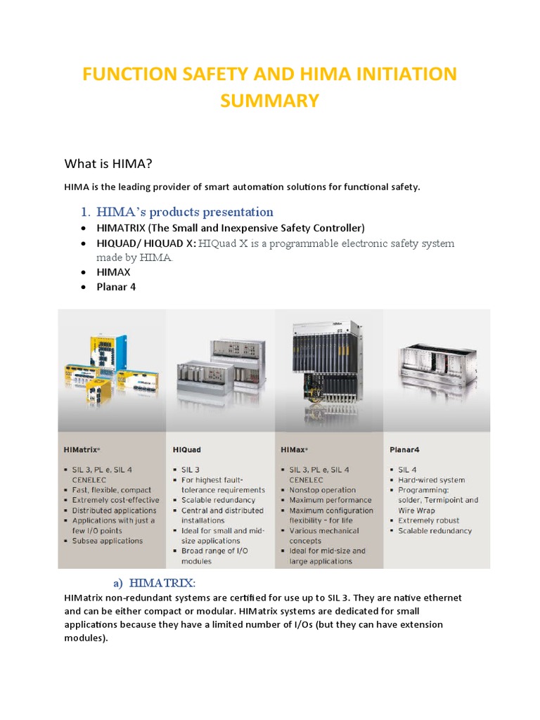 Function Safety and Hima Initiation Summary | PDF | Programmable Logic Controller | Computer ...