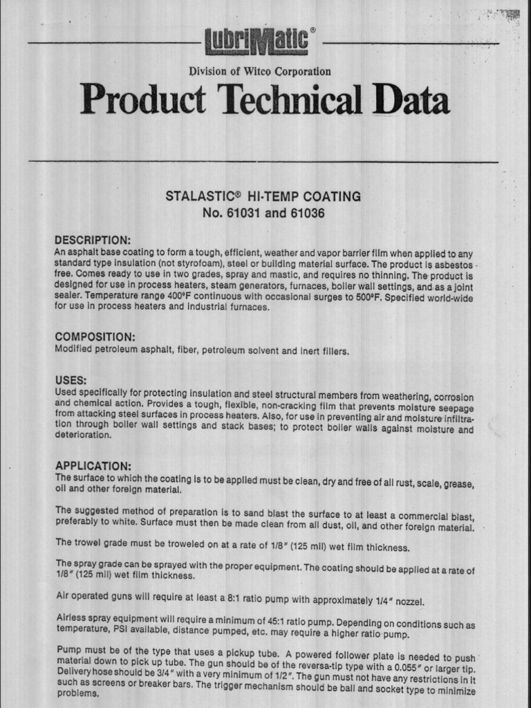 Stalastic Mastic Coating PDF | PDF