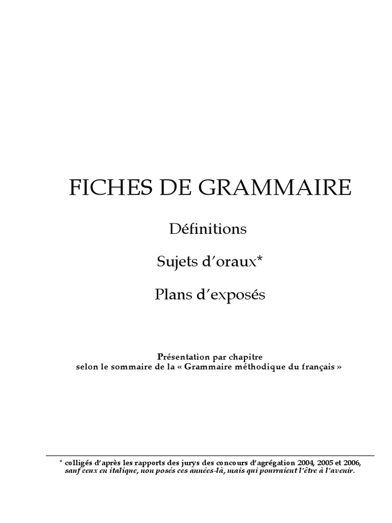 Fiches de Grammaire GMF PDF | PDF | Phrase | Verbe