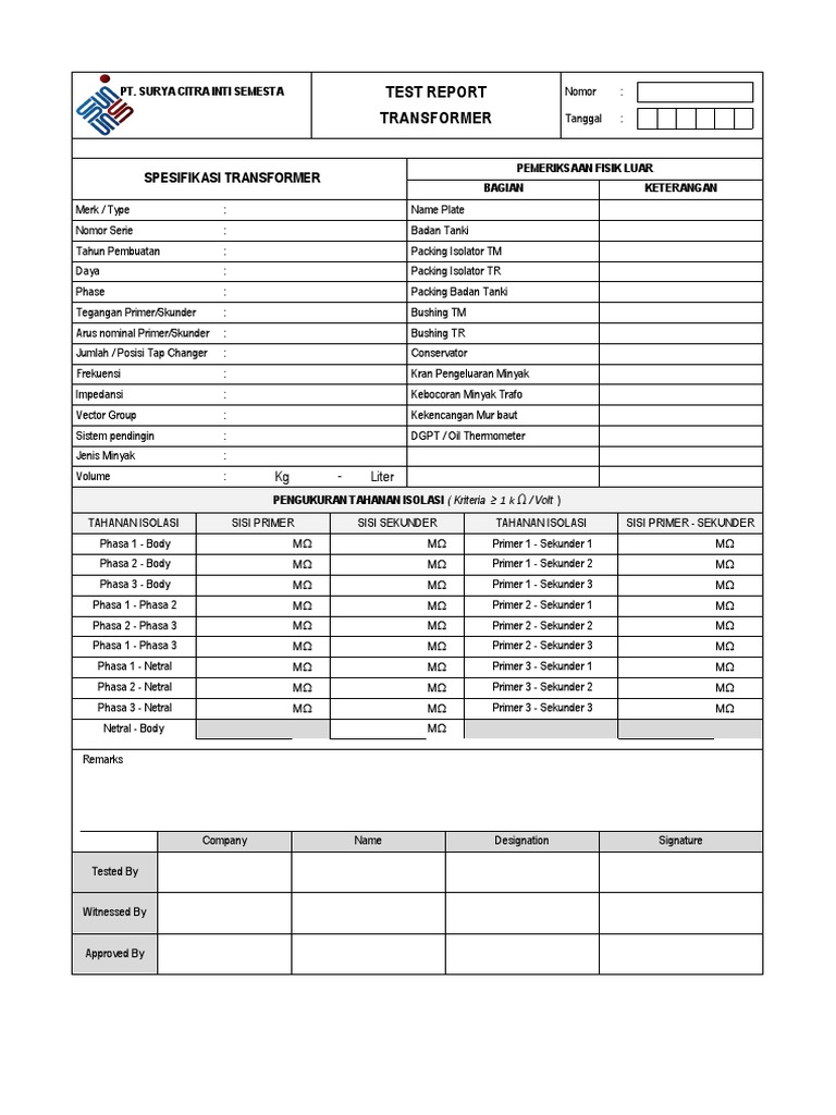 Test Report Transformer PDF | PDF
