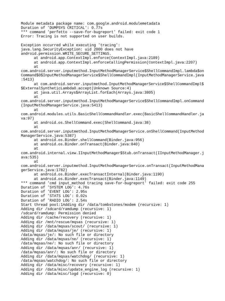Android Module Metadata Error Logs | PDF | Java (Programming Language ...