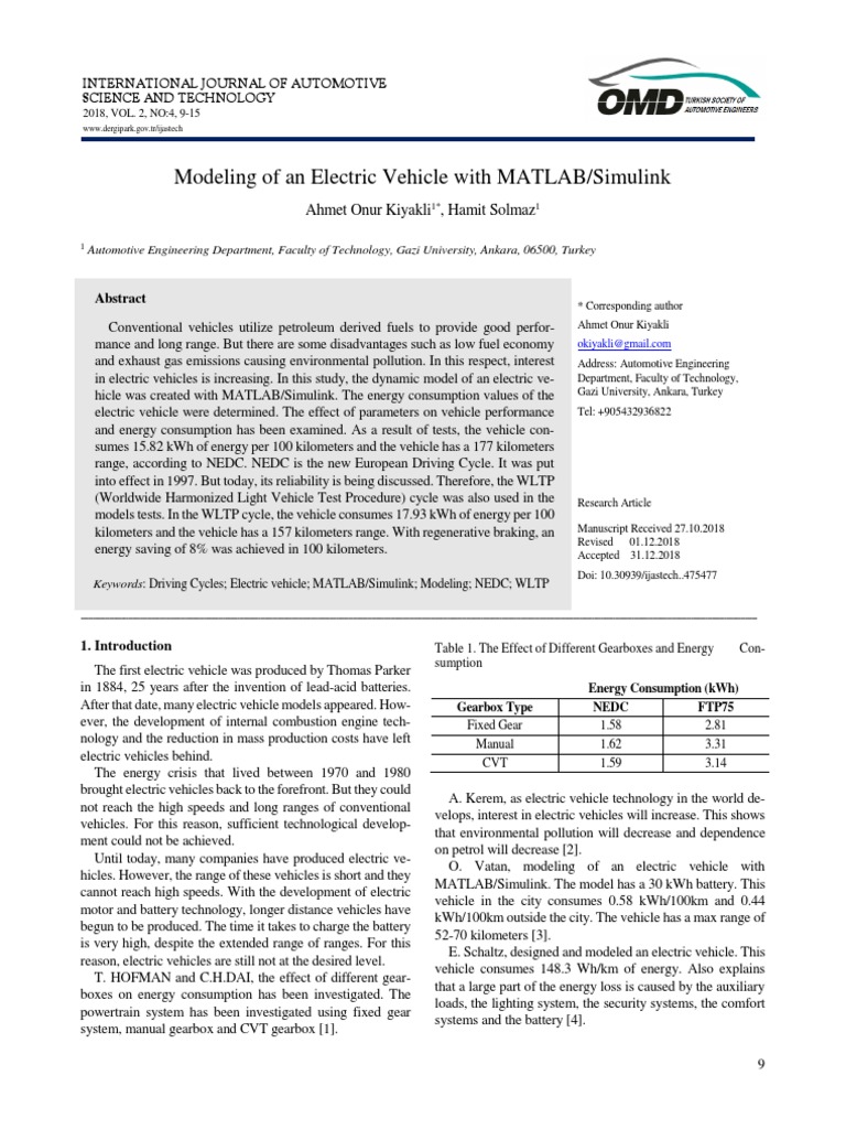 Electric Vehicle Modeling Guide | PDF