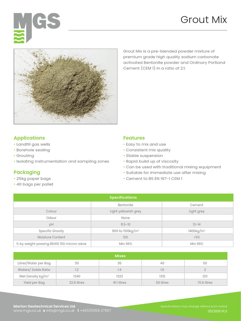 Grout-Mix-V1.3 | PDF
