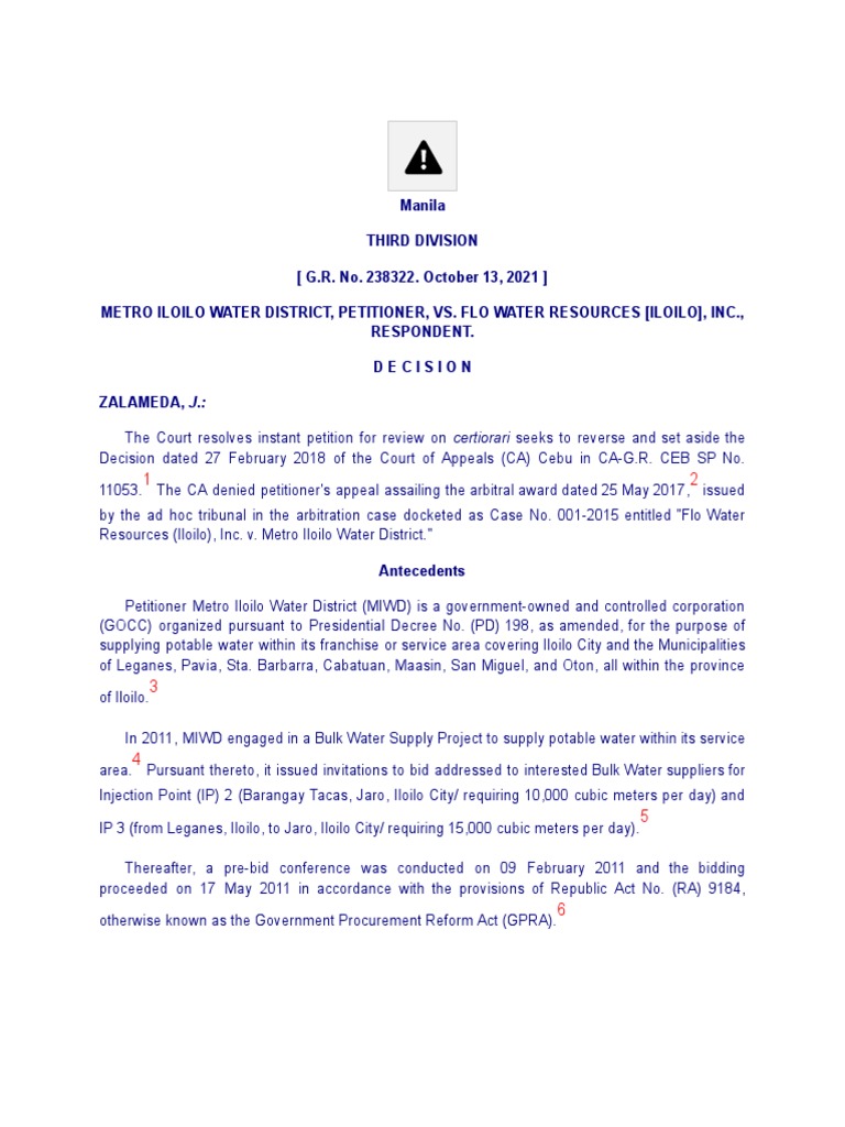 Metro Iloilo Water District V FLO Water Resources | PDF | Arbitration ...