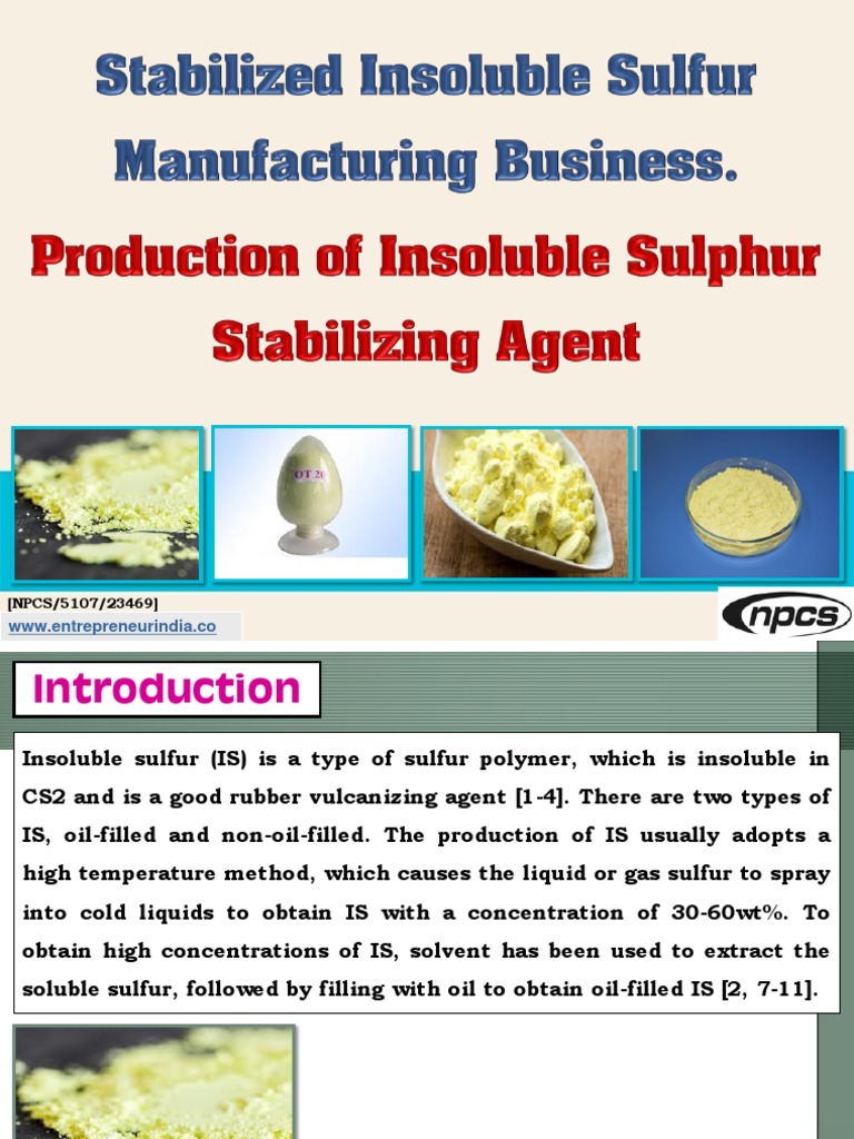 Stabilized Insoluble Sulfur Manufacturing Business PDF | PDF | Sulfur | Solubility