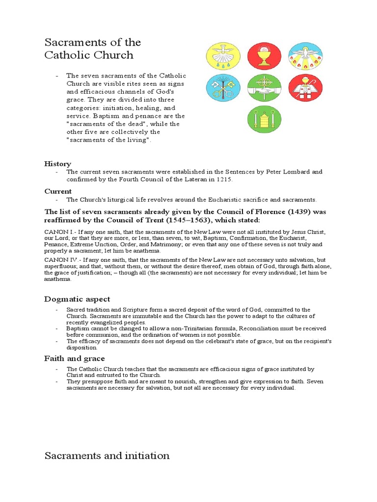 Overview of Catholic Church Sacraments | PDF | Sacraments | Confirmation