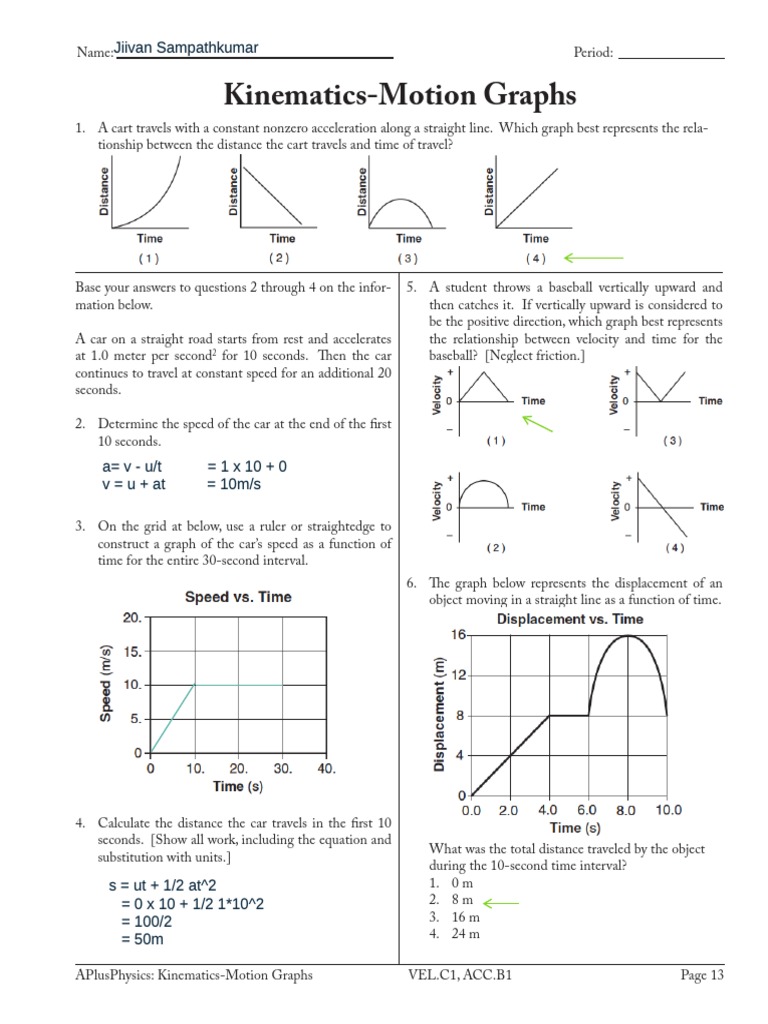 1.1 - Motion Graphs | PDF | Velocity | Acceleration