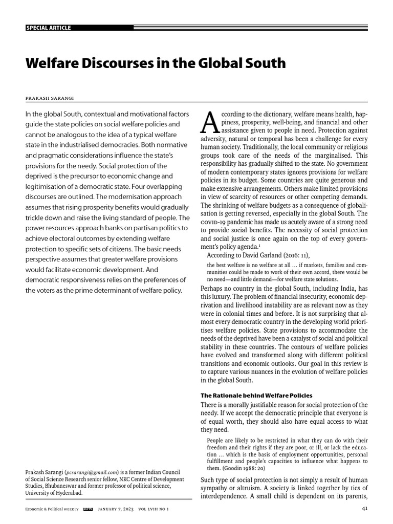 Welfare Discourses in The Global South | PDF | Welfare State | Welfare