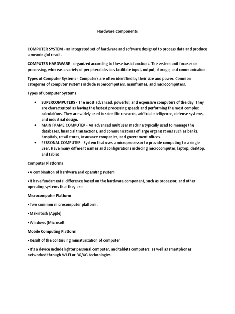 Hardware Components | PDF | Central Processing Unit | Computer Data Storage