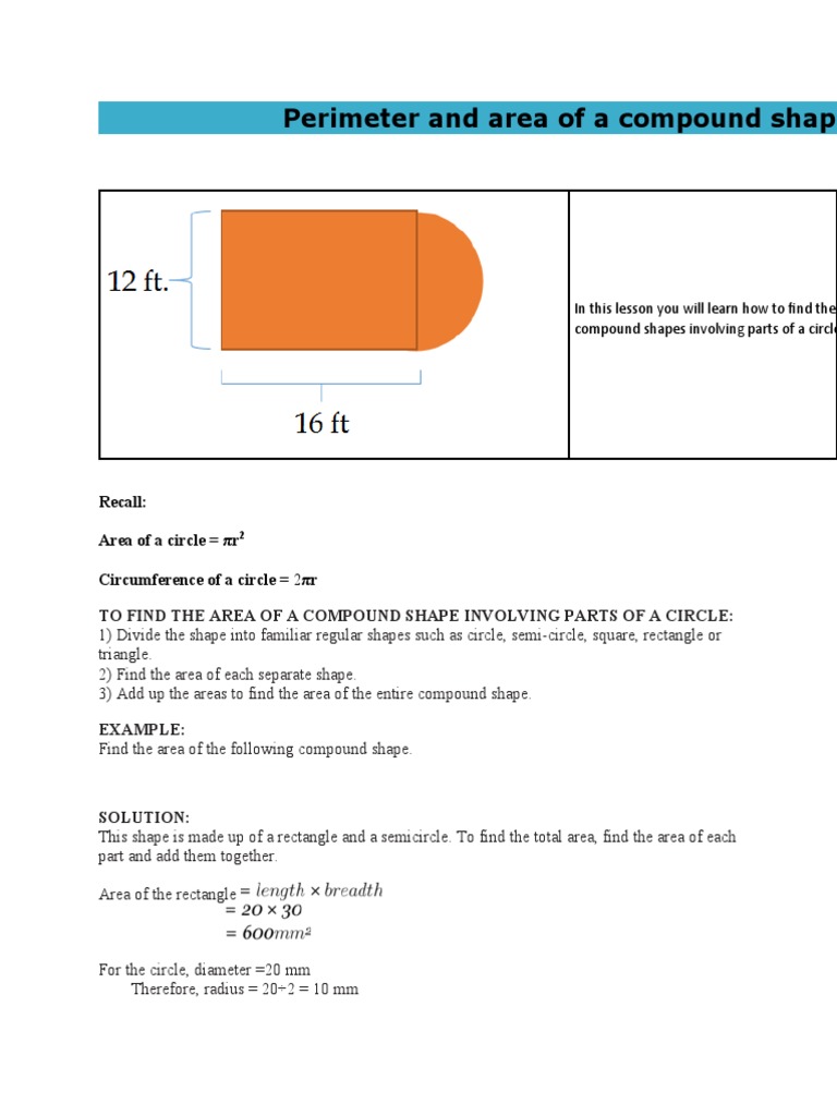 Area and Perimeter of Compound Shapes | PDF