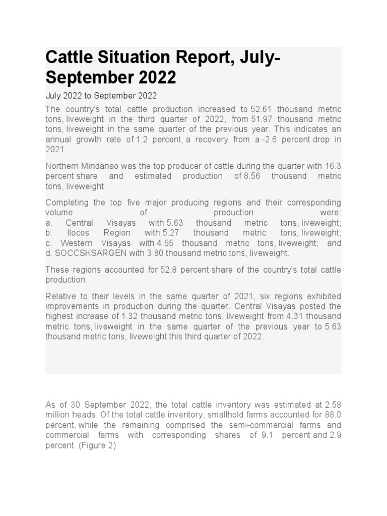 Cattle Situation Report | PDF
