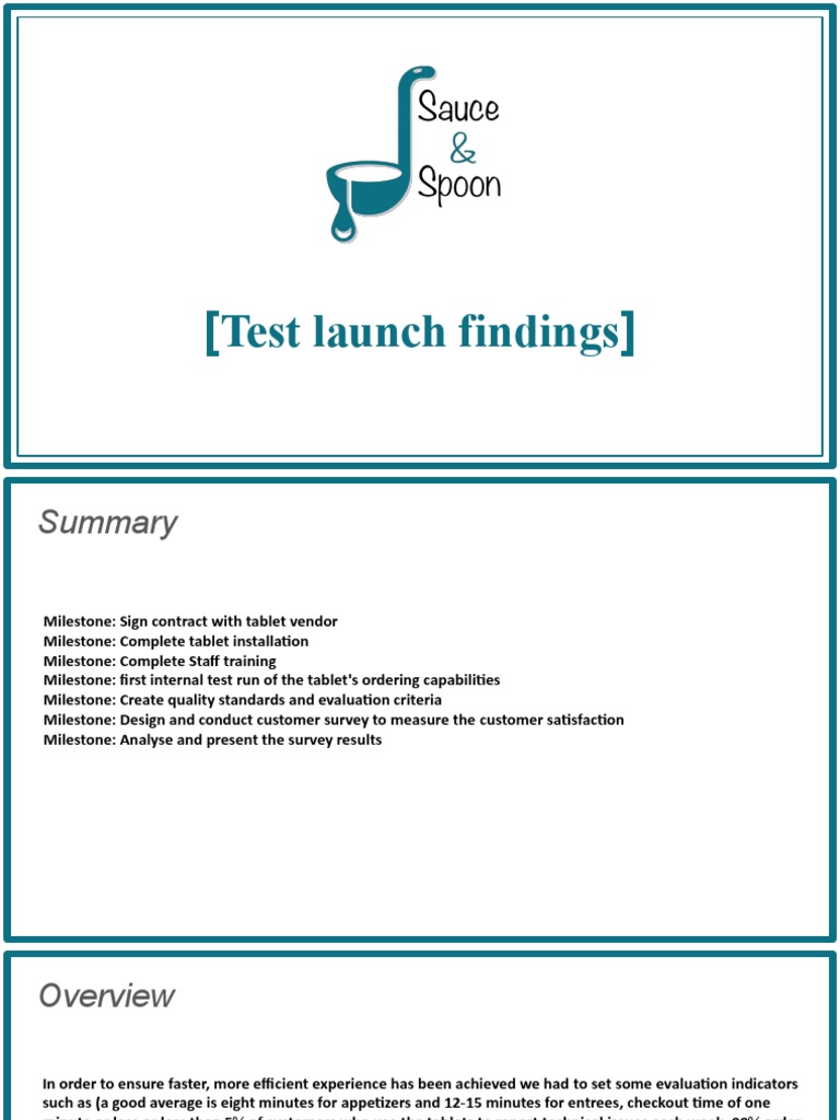 Sauce Spoon Test Launch Findings | PDF