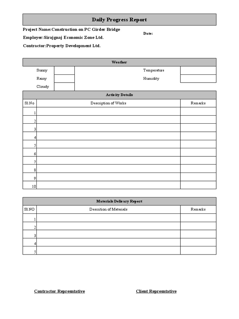 Daily Progress Report.xlsx | PDF