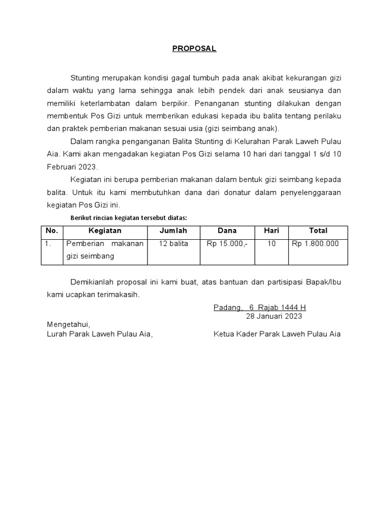 PROPOSAL Pos Gizi | PDF | Gaya Hidup