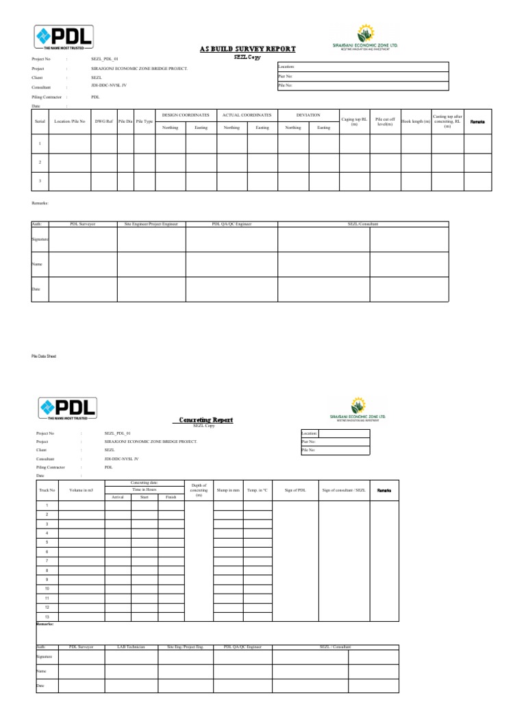 Contractor Pile Data Sheet | PDF | Business