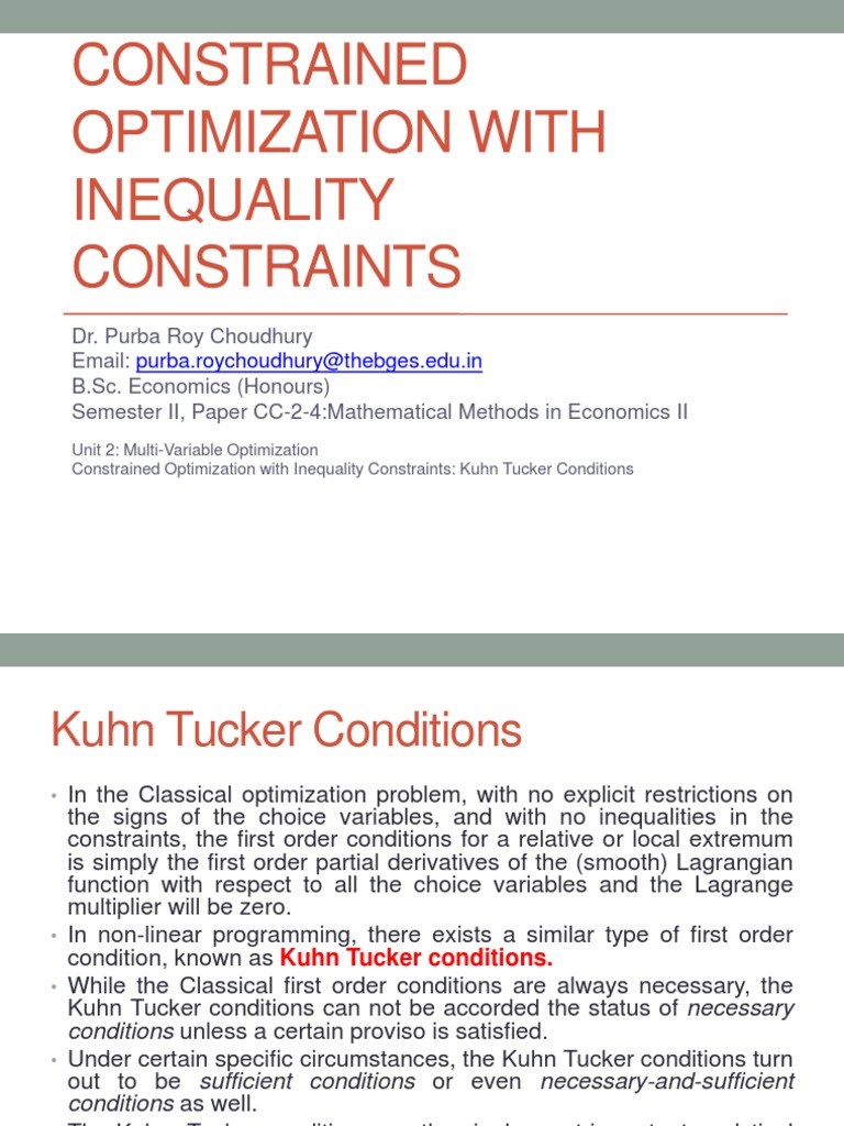 Constrained Optimization With Inequality Constraint | PDF | Mathematical Optimization | Algorithms