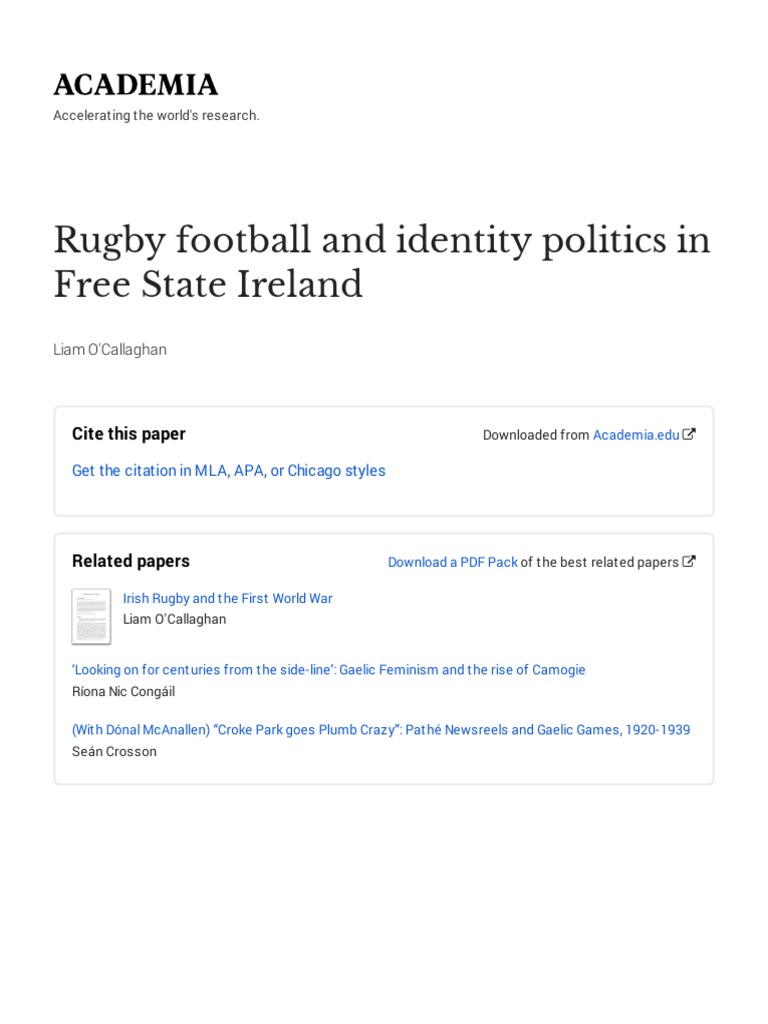 Rugby and Identity in Free State Ireland | PDF | History