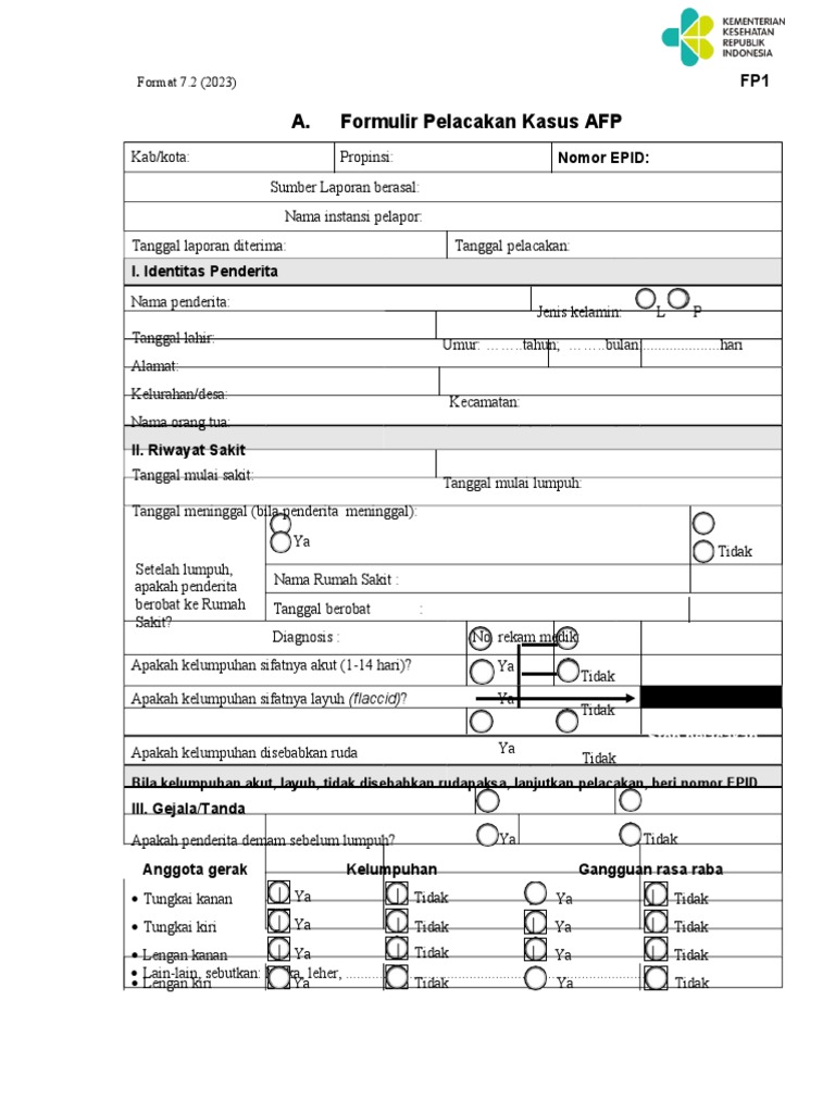 Form FP-1 - Investigasi - Suspek - AFP - 2023 | PDF