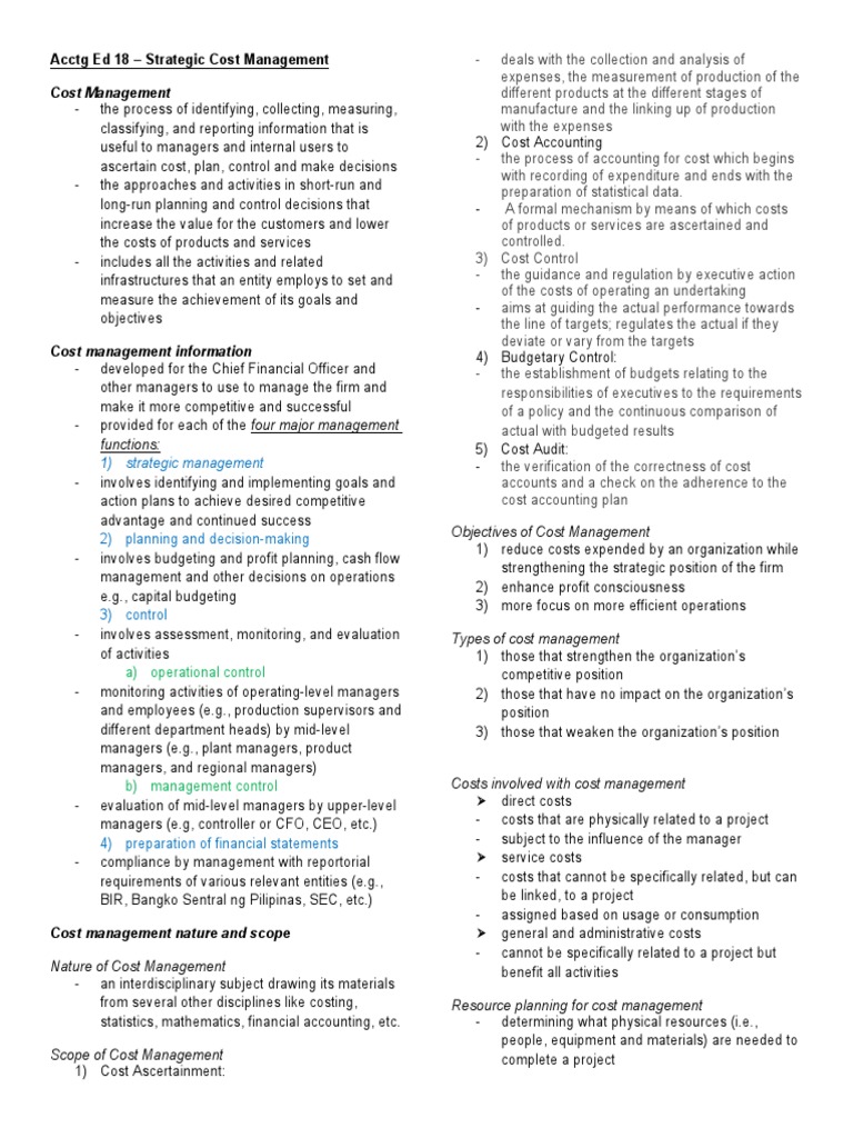 Cost Management | PDF | Cost Accounting | Cost