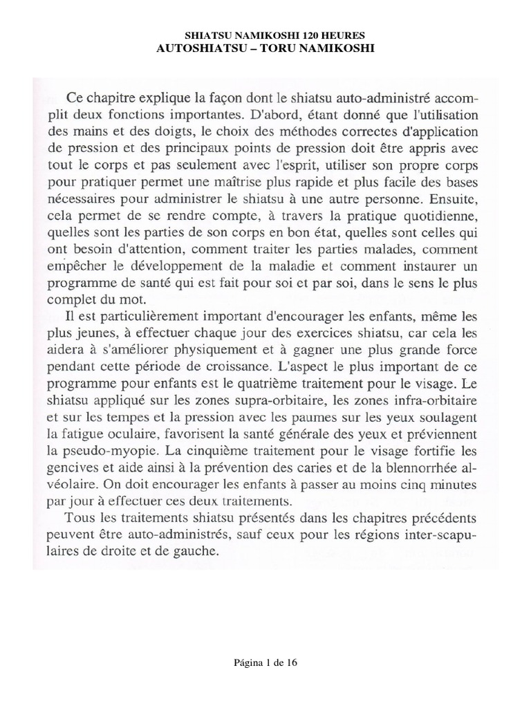 Points de Shiatsu Namikoshi 120h | PDF | Main | Anatomie humaine