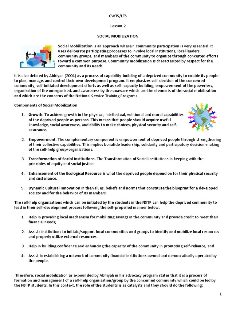 Social Mobilization | PDF | Community | Empowerment