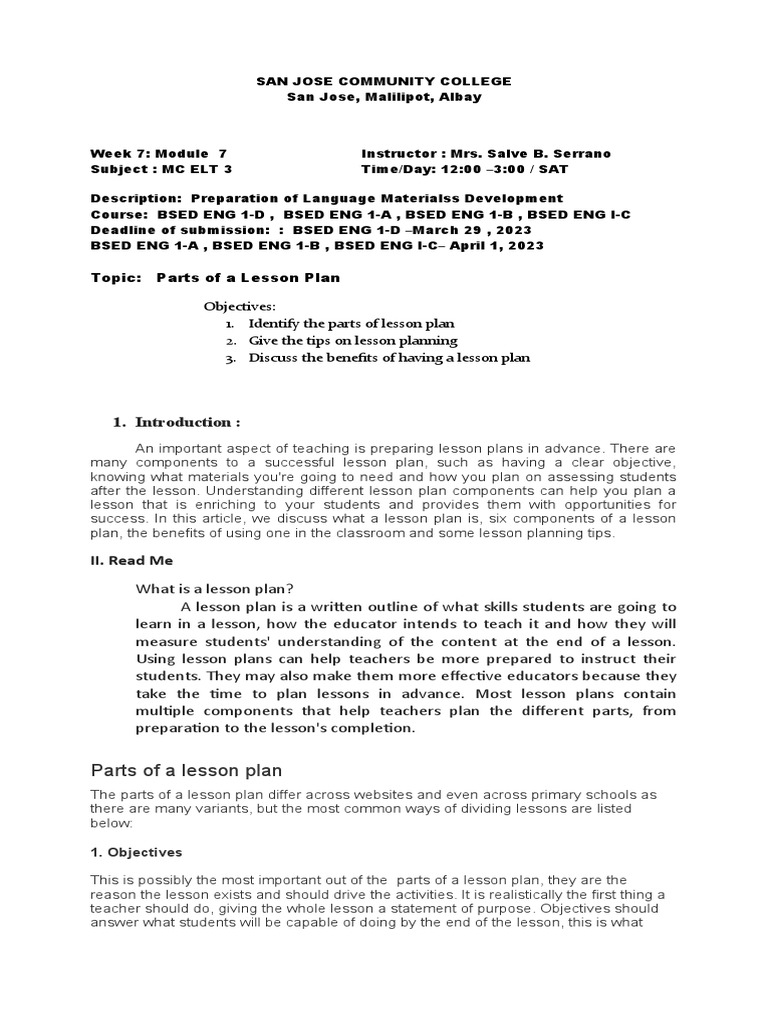 Lesson Plan Components and Benefits | PDF | Lesson Plan | Teachers