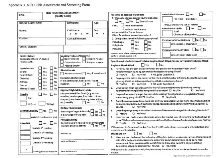 CVD/NCD Assessment Form | PDF