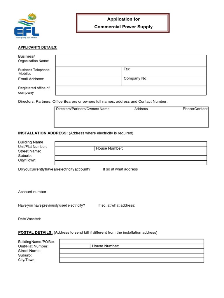 Application For Commercial Power Supply PDF | PDF | Lease | Leasehold ...