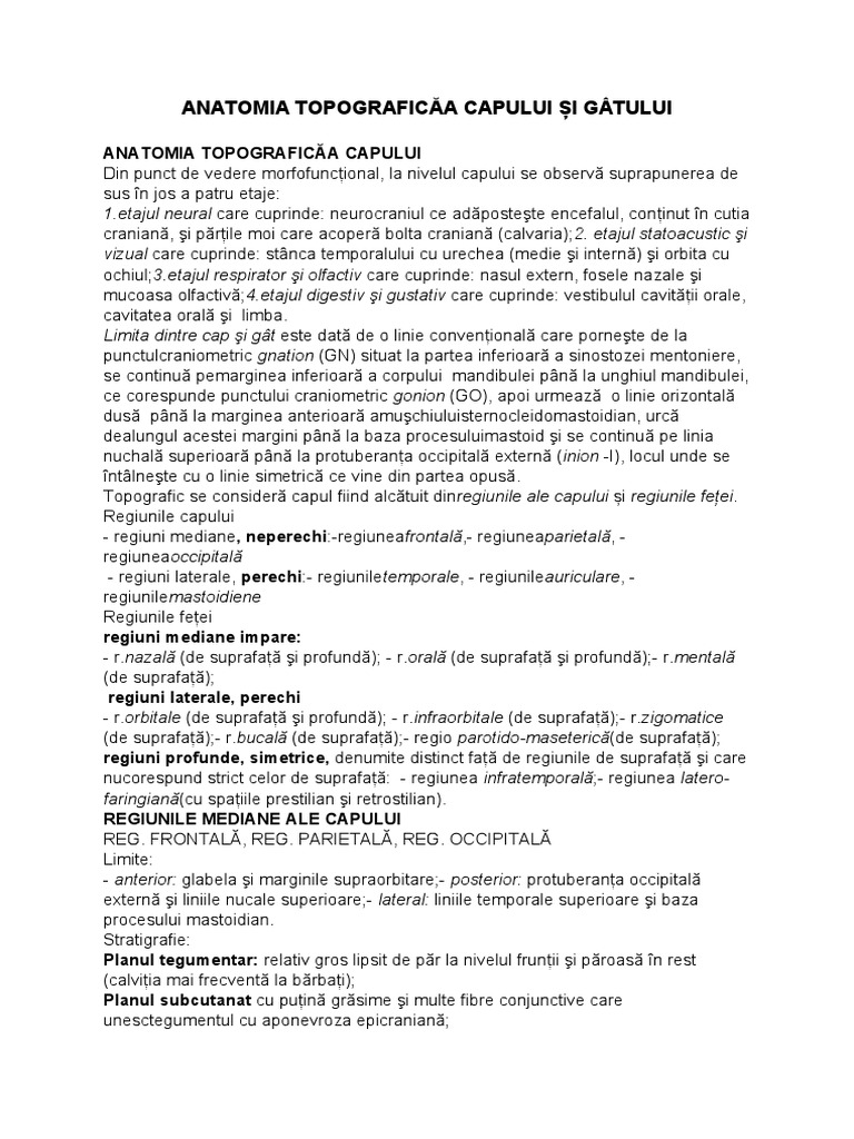 Anatomia A Capului Și Gâtului | PDF