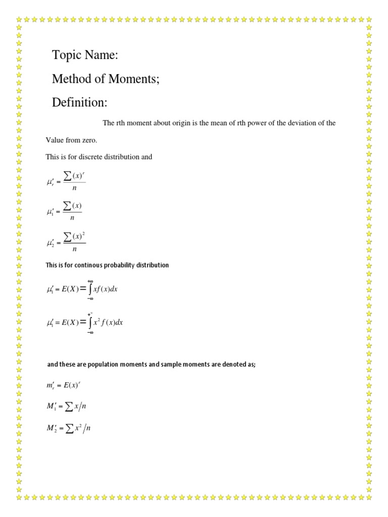 Method of Moments for Parameter Estimation | PDF | Estimator | Probability Distribution