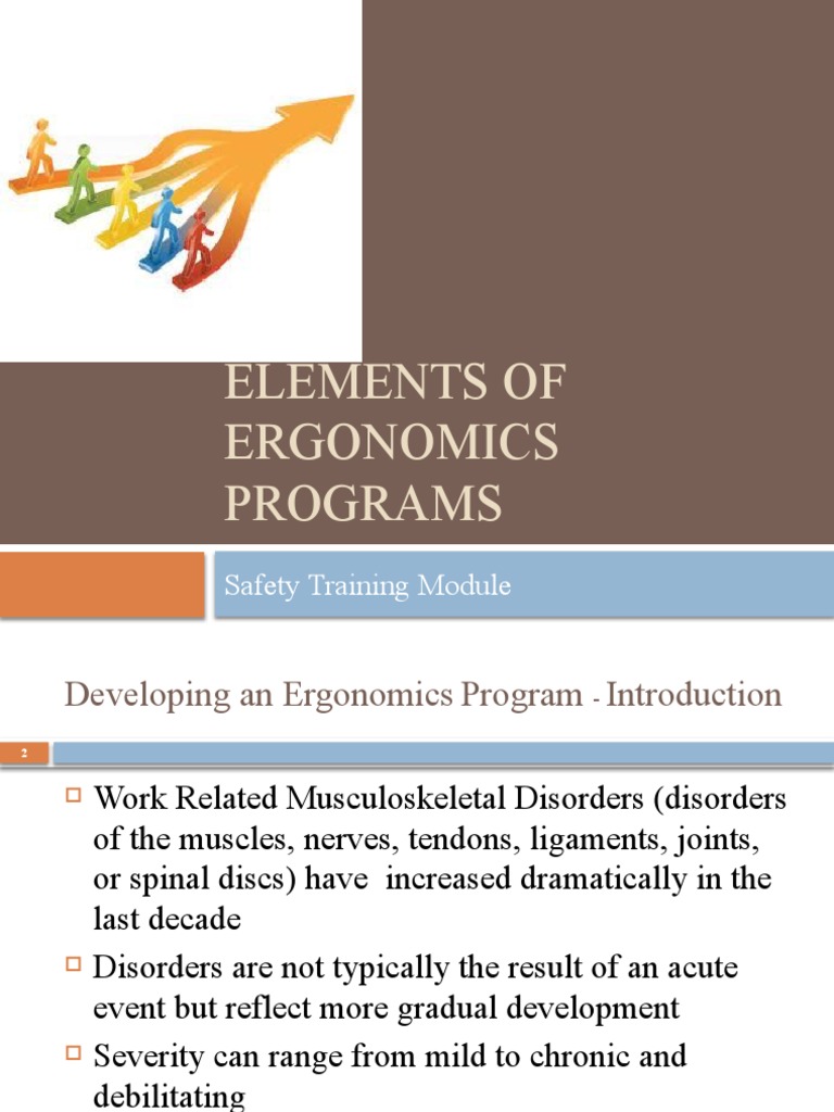 Elements of Ergonomics Programs | PDF | Human Factors And Ergonomics | Workplace