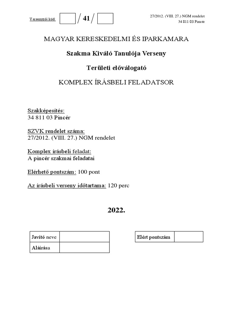 2022 Pincer Feladatsor | PDF