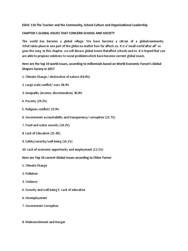 EDUC 110 CHAP 5 8 The Te WPS Office | PDF | Sustainability | Leadership