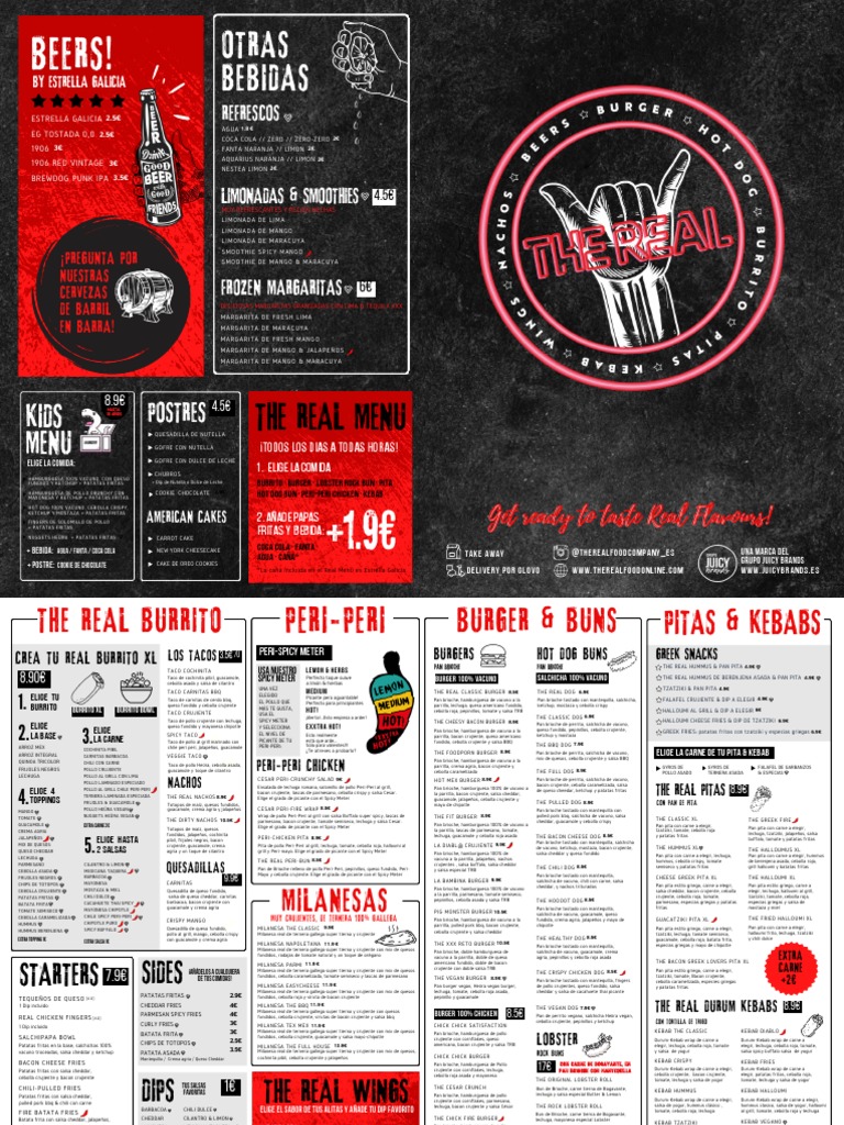 CARTA-THE-REAL-2023- | PDF | Hamburguesas | Salchicha
