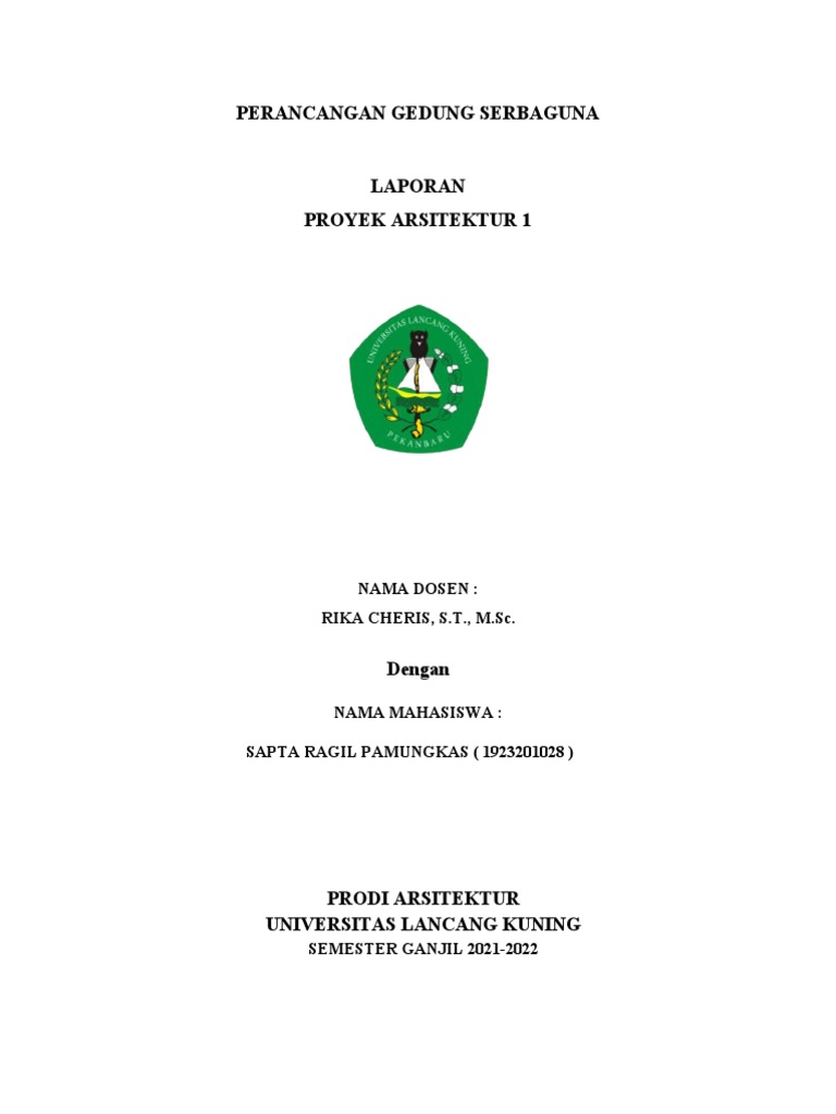 Laporan Perancangan Gedung Serbaguna SPA 1 | PDF