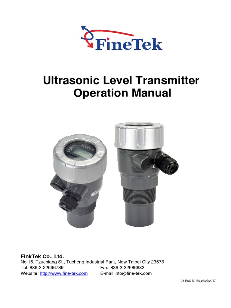 Finetek 08 EAX Ultrasonic Level Transmitter Operation Manual PDF | PDF ...