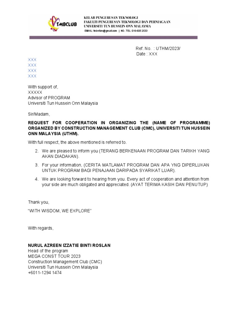 contoh surat sponsorship | PDF