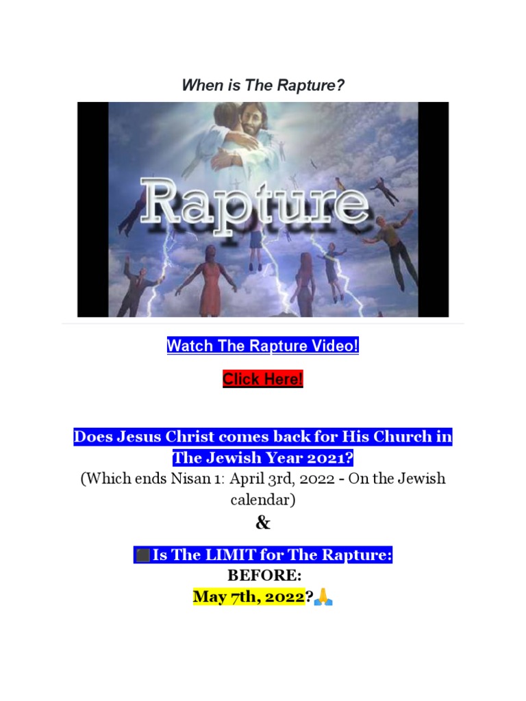 The Rapture - What Time Period Are We To Be Looking For | PDF | Rosh ...