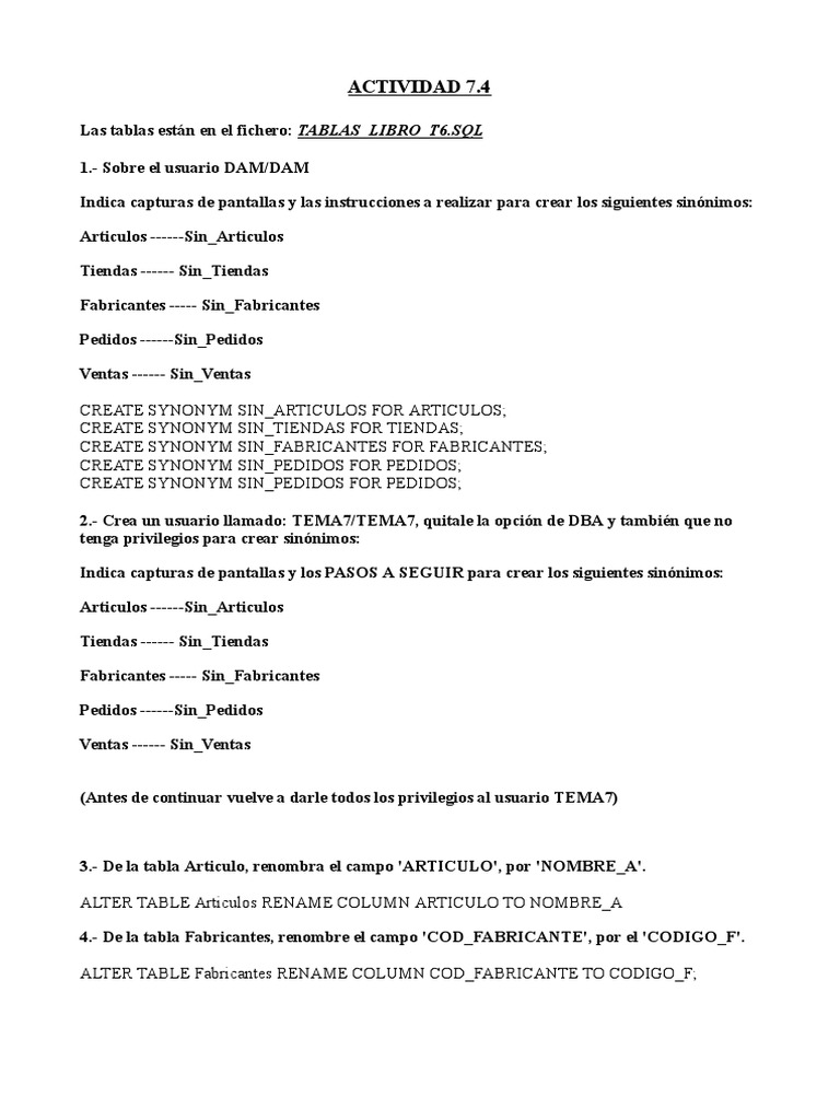 Actividad SQL | PDF Actividad SQL | PDF