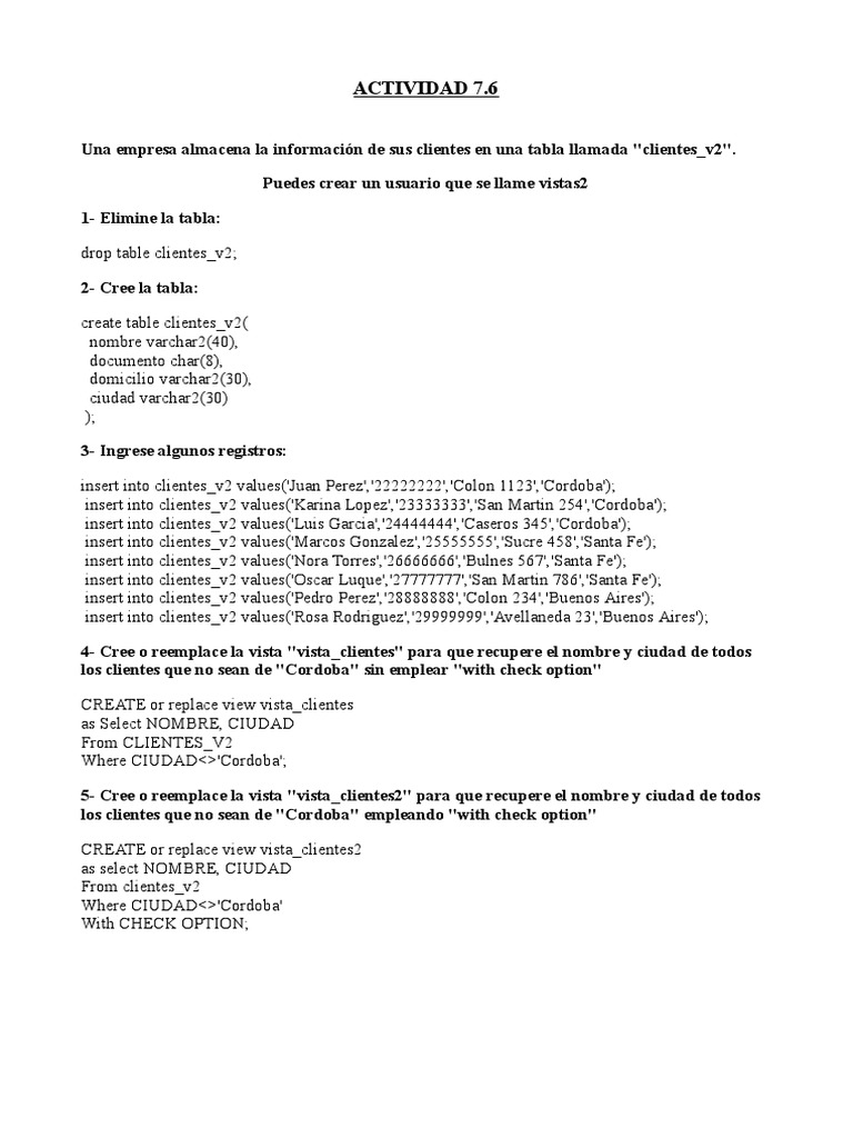 Actividad SQL | PDF | Gestión de datos | Bases de datos