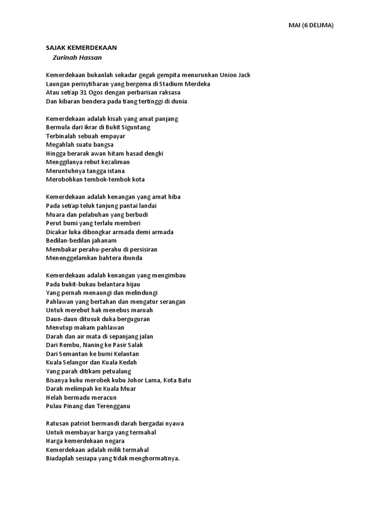 Sajak Kemerdekaan | PDF