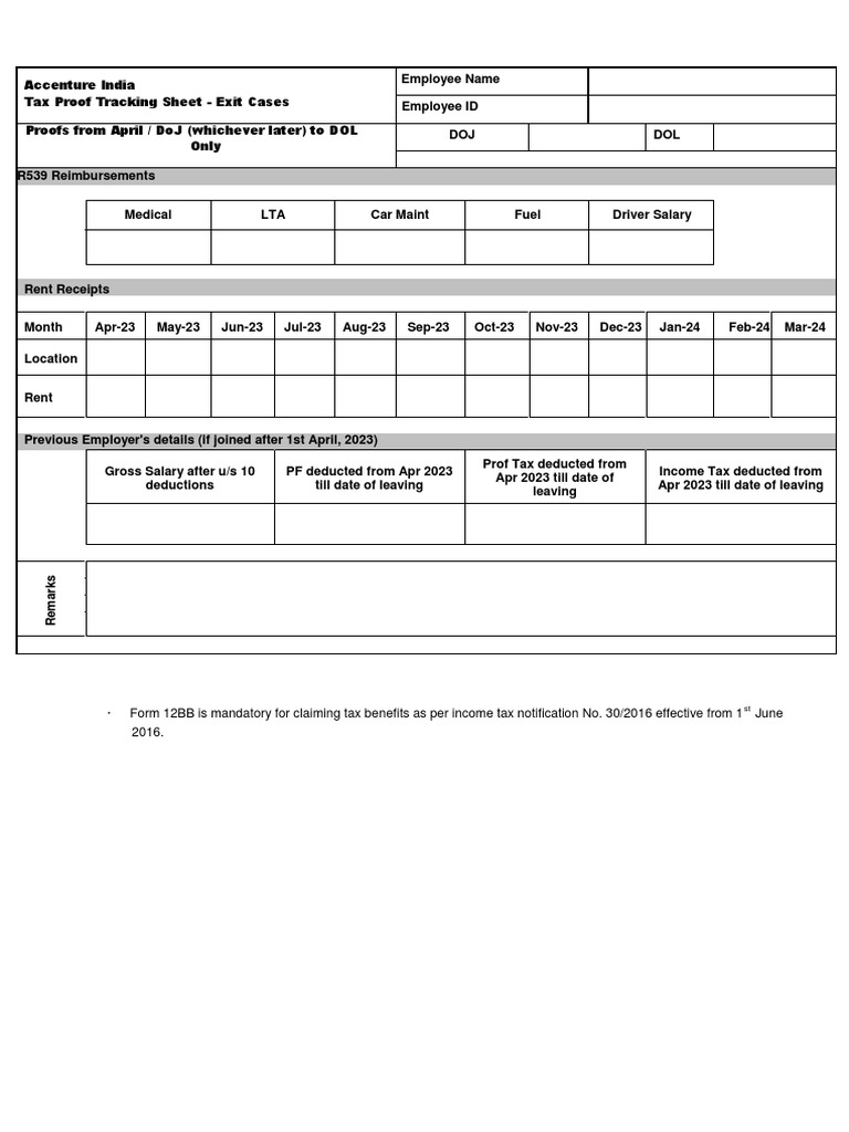 Form12BB R539 Proof Submission Form PDF | PDF | Loans | Money