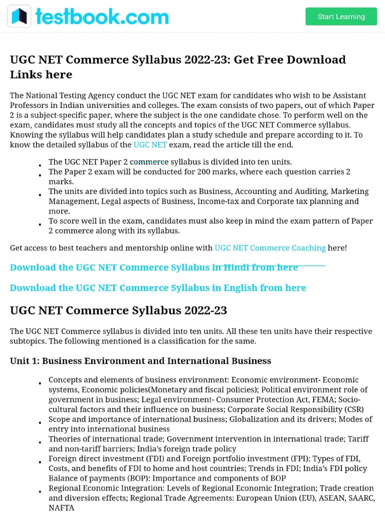 UGC NET Commerce Syllabus 2022-23_ Get Free Download Links here | PDF