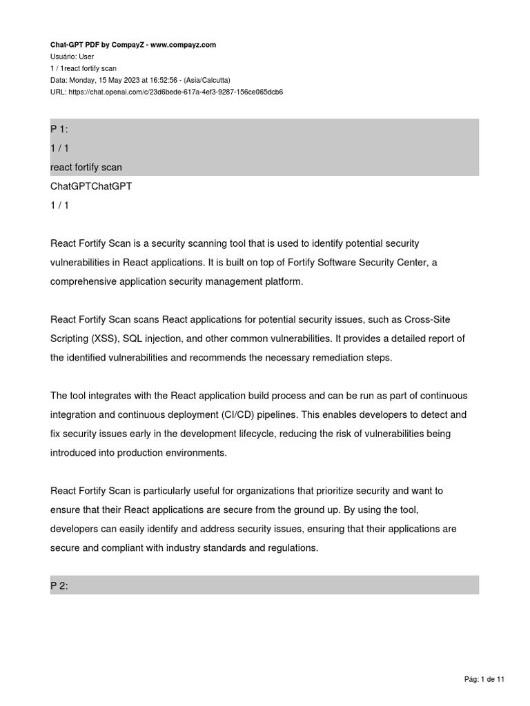 React Fortify Scan Pdf Vulnerability Computing Documentation