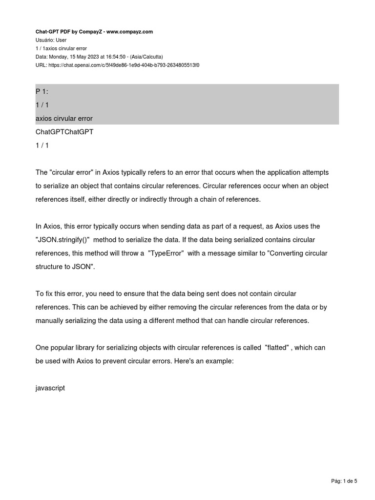 Axios Circular Error | PDF | Json | Java Script
