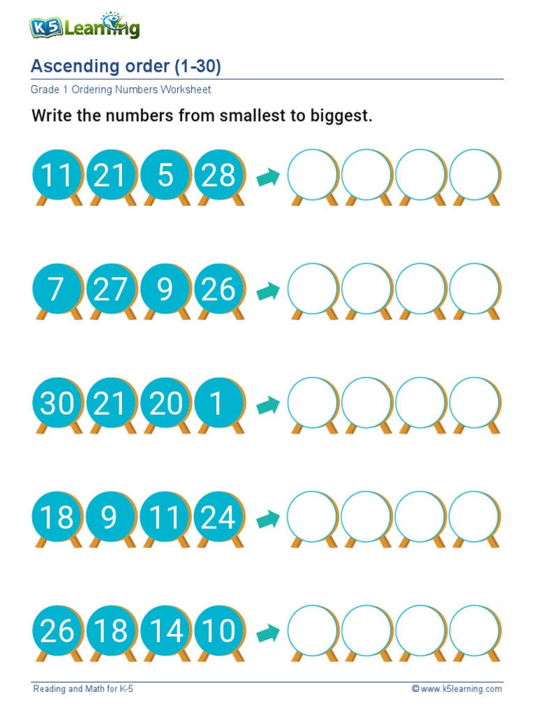 Grade 1 Number Order A | PDF